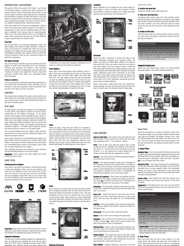 EVE - The Second Genesis CCG - Exiled - Rulesheet | PDF | Playing Cards ...