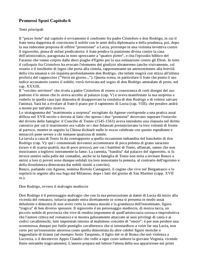 Promessi Sposi Capitolo 6 7 8 Riassunto e Temi Principali | PDF