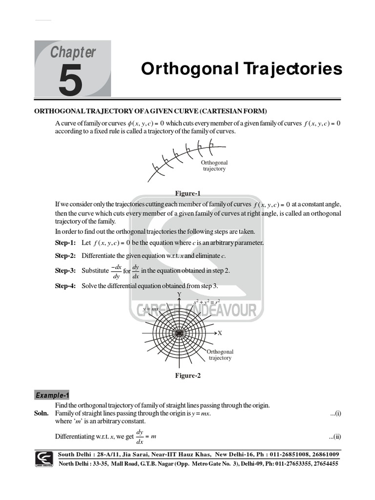 Orthogonal Trajectories: Xyc Fxyc | PDF | Tangent | Equations