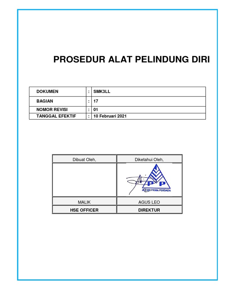 SMK3LL17 Prosedur APD | PDF