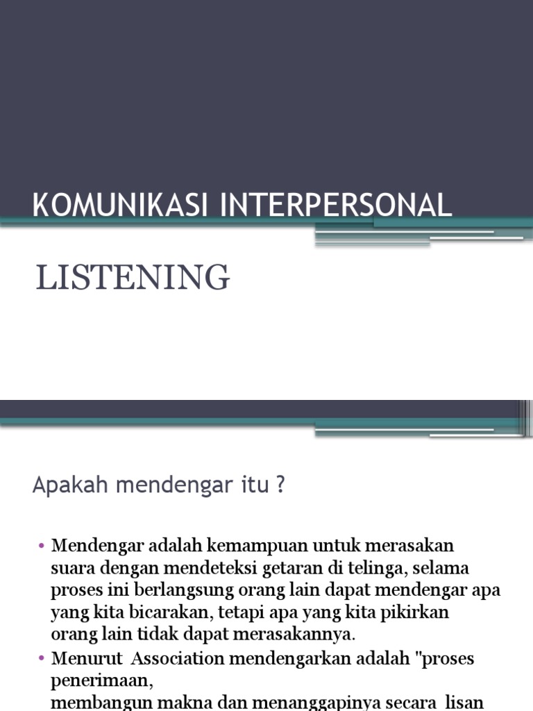 KOMUNIKASI INTERPERSONAL Listening | PDF