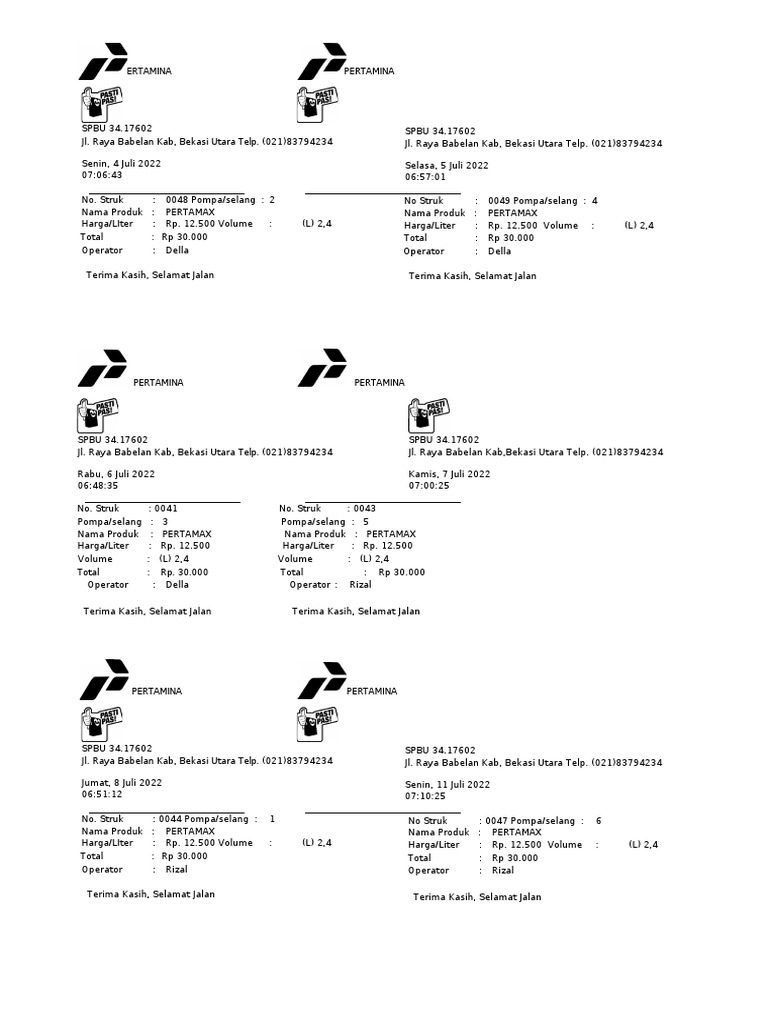 PDF Struk Bensin Editan DL - 1 | PDF