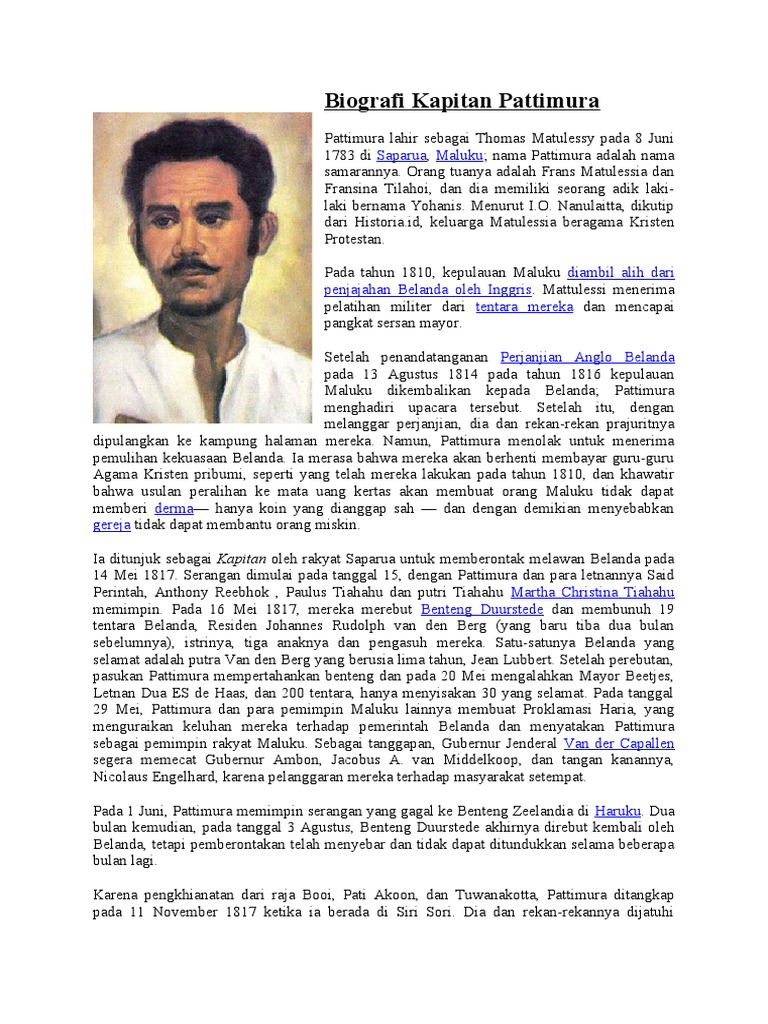 Biografi Kapitan Pattimura | PDF
