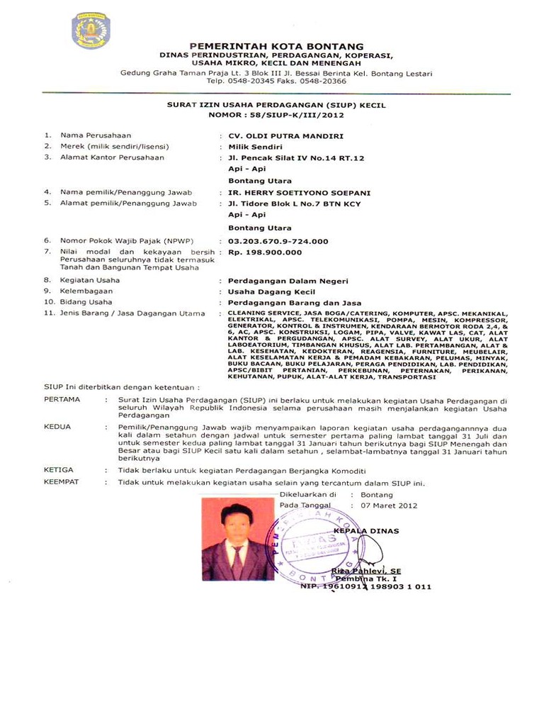 SIUP CV. Oldi Putra Mandiri | PDF
