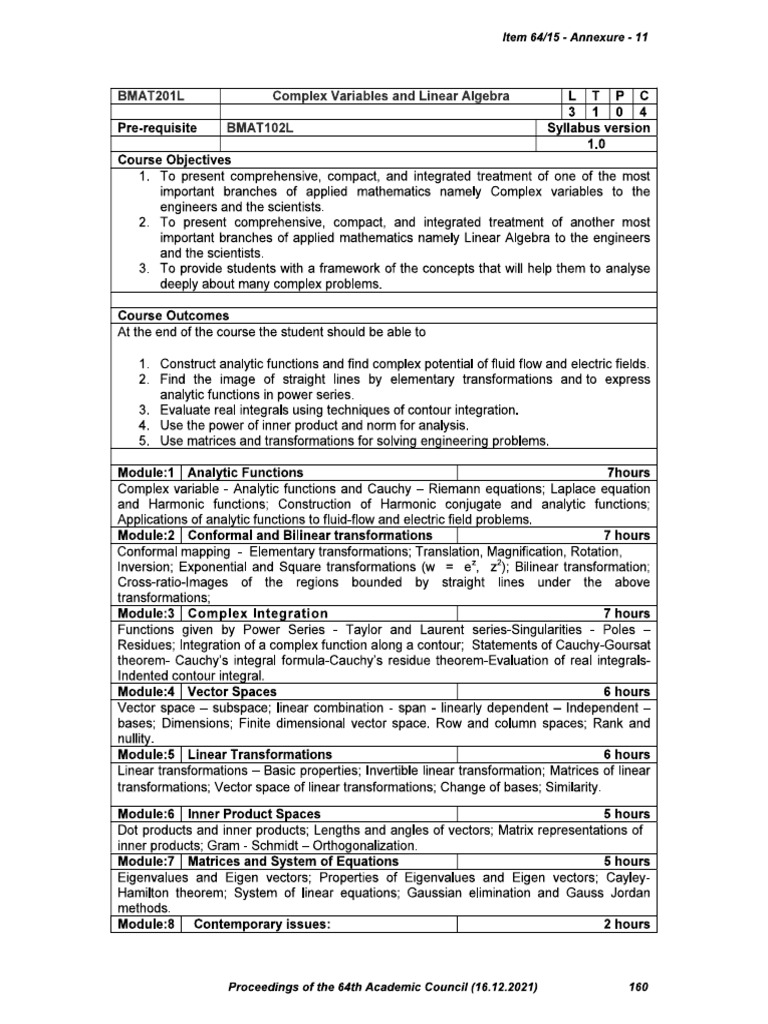 Bmat201l Complex-Variables-And-linear-Algebra TH 1.0 67 Bmat201l 64 Acp | PDF
