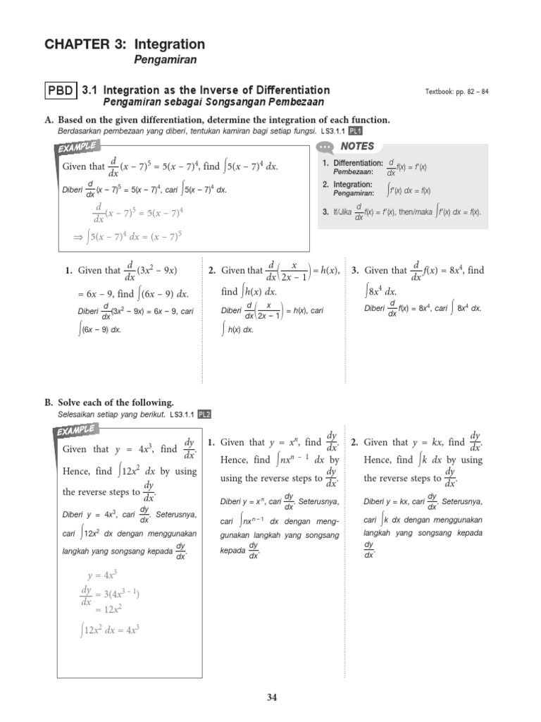 CHAPTER 3: Integration: 3.1 Integration As The Inverse of ...