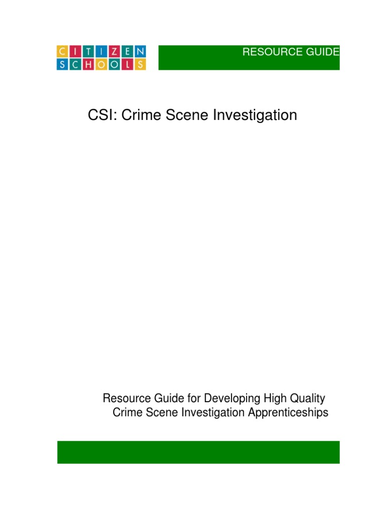 CSI: Crime Scene Investigation: Resource Guide | PDF | Crime Scene ...