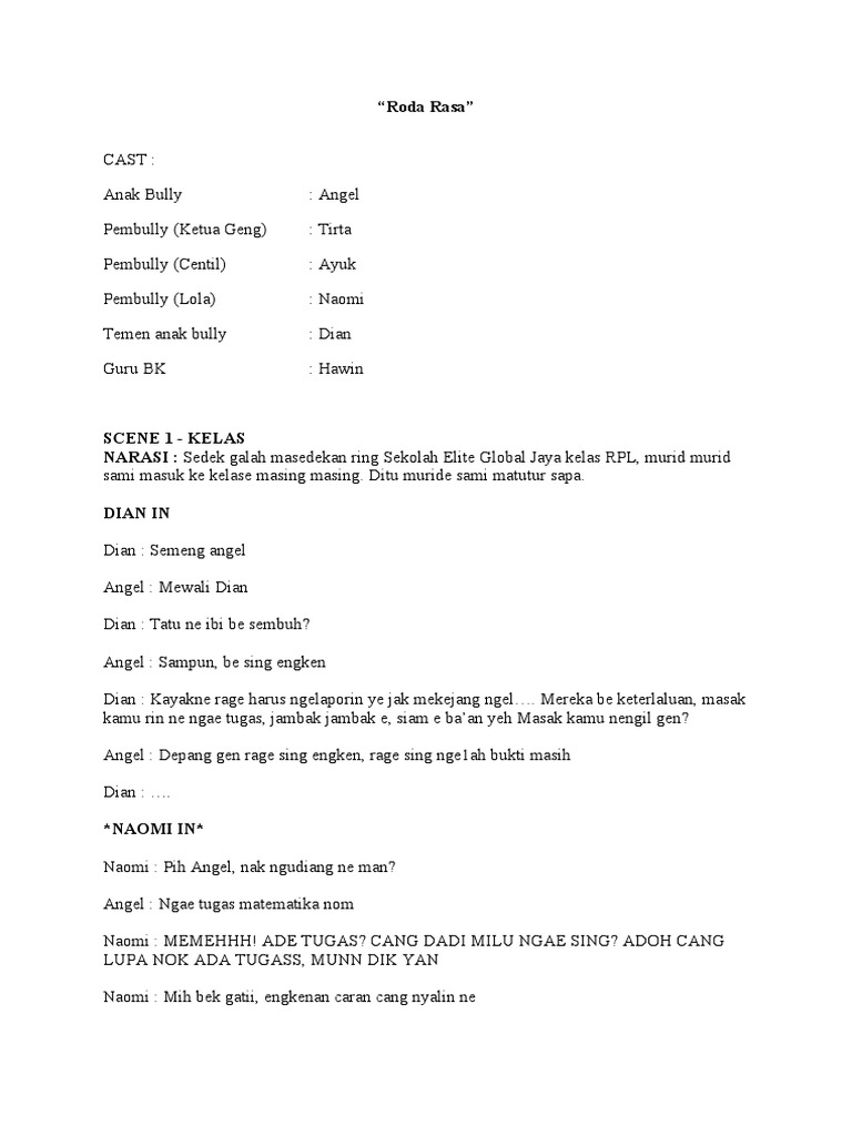 Drama Sekolah: Roda Rasa | PDF