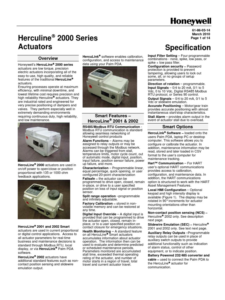 Herculine 2000 Series Actuators Specification | PDF | Relay | Switch