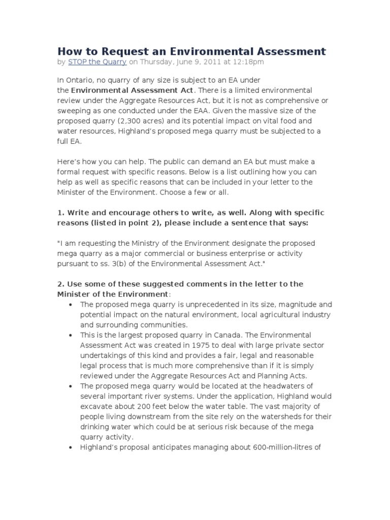 How To Request An Environmental Assessment | PDF | Water Resources ...