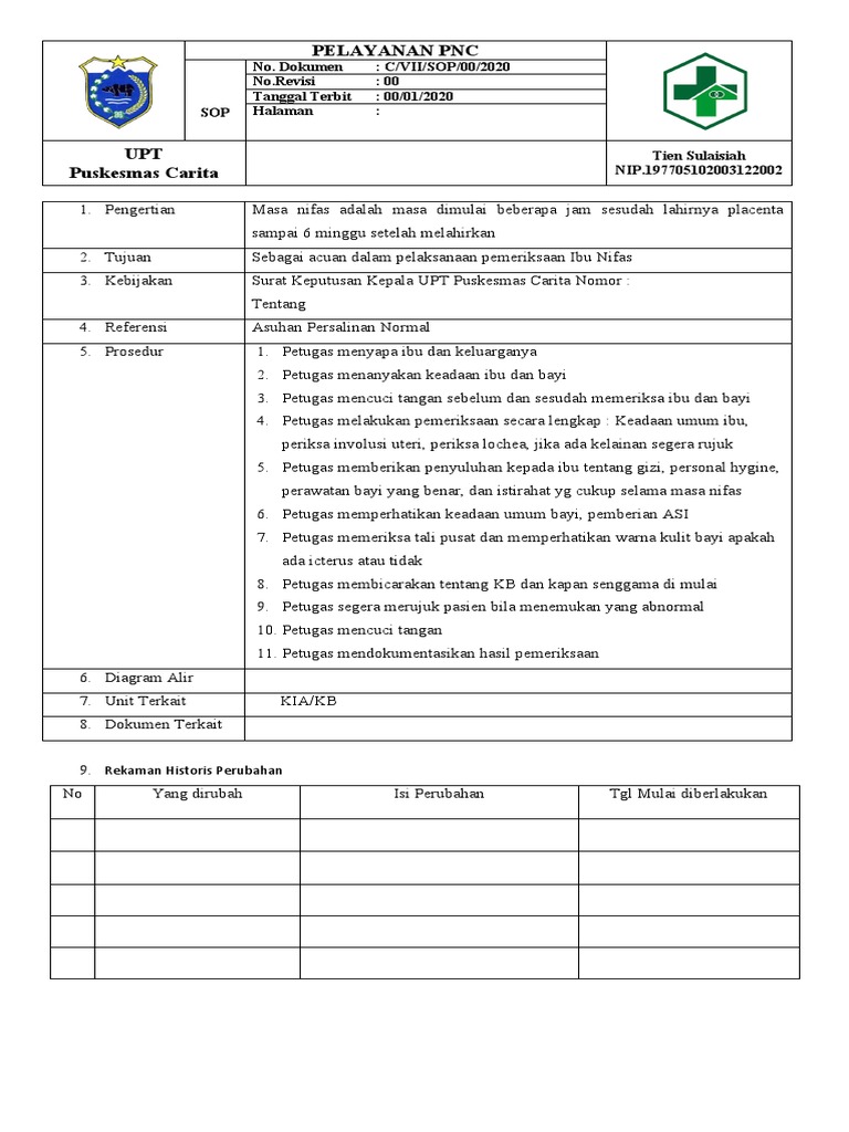 Sop Pelayanan PNC | PDF | Kesehatan Holistik