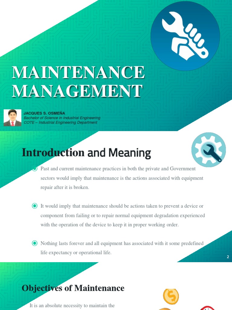 Lesson 7 - Maintenance Management | PDF | Reliability Engineering | Six Sigma