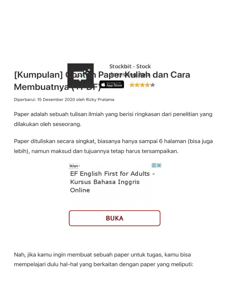 (Kumpulan) Contoh Paper Kuliah Dan Cara Membuatnya (+PDF) | PDF