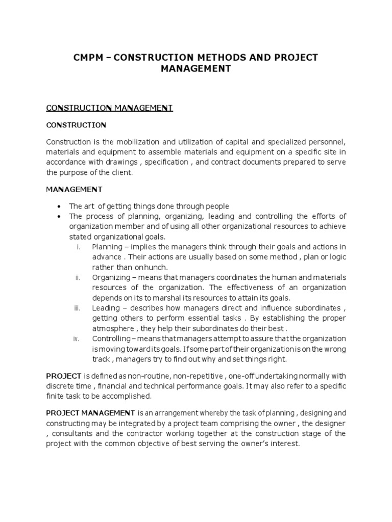CMPM - Construction Methods and Project Management | PDF | Business