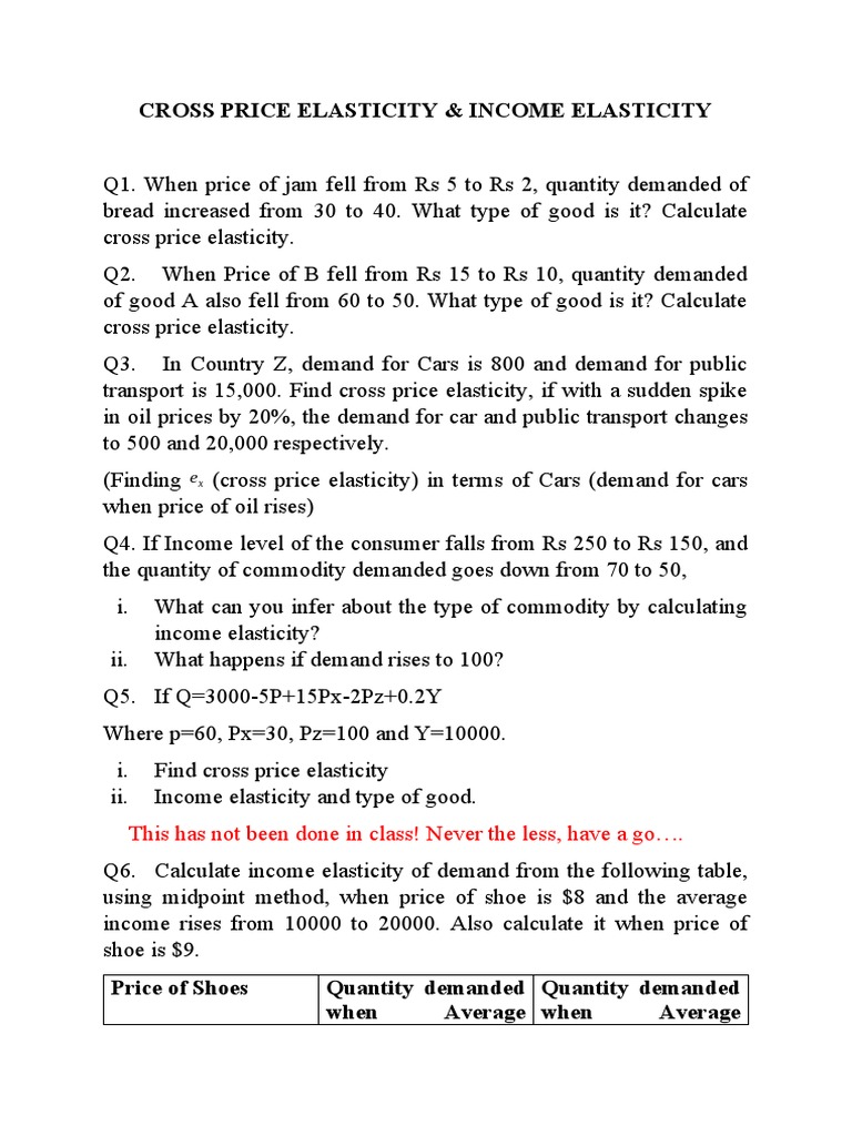 Practice Set 3 2022 Income and Cross Price Elasticities | PDF | Price ...