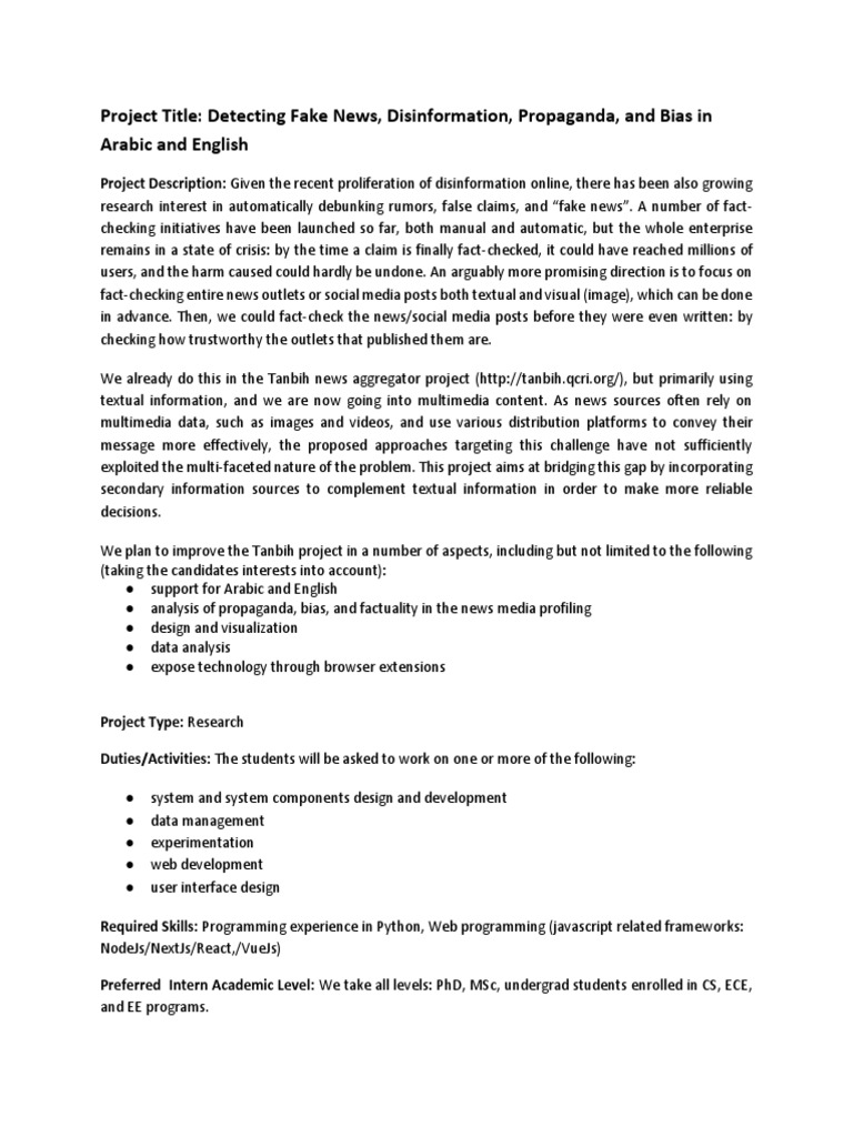 Project Title: Detecting Fake News, Disinformation, Propaganda, and ...