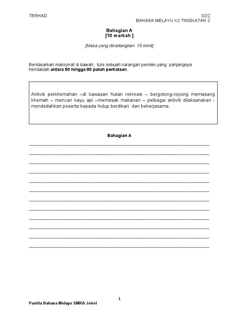 Soalan BM Kertas 2 Ting 2 p1 2022 | PDF