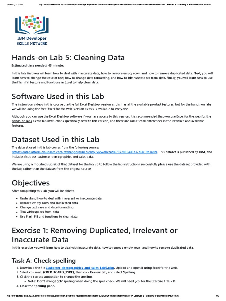 Hands-On Lab 5 - Cleaning Data | PDF | Microsoft Excel | System Software