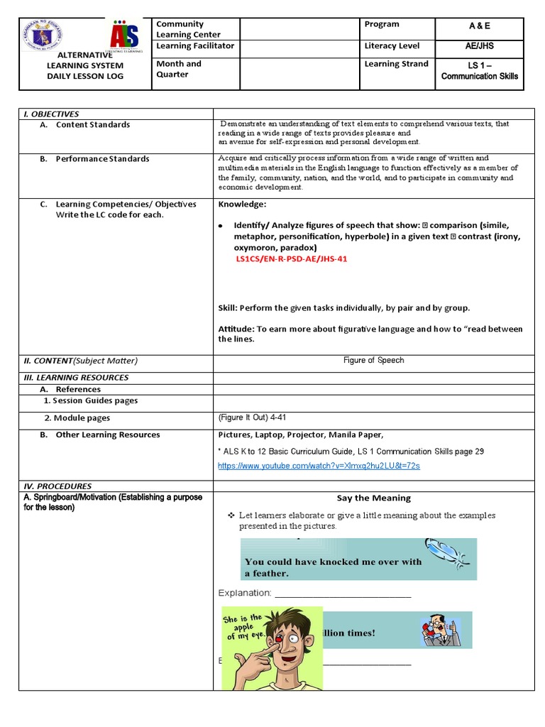 Understanding Figurative Language: A Daily Lesson on Identifying ...