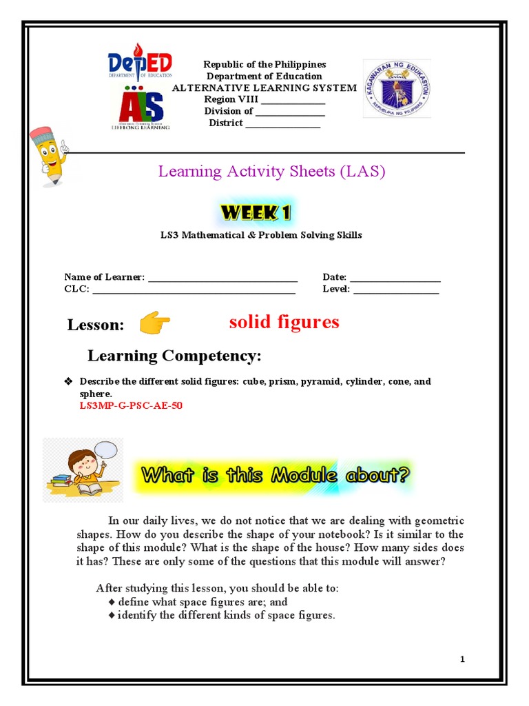 Understanding Solid Figures: A Learning Activity on Describing and ...