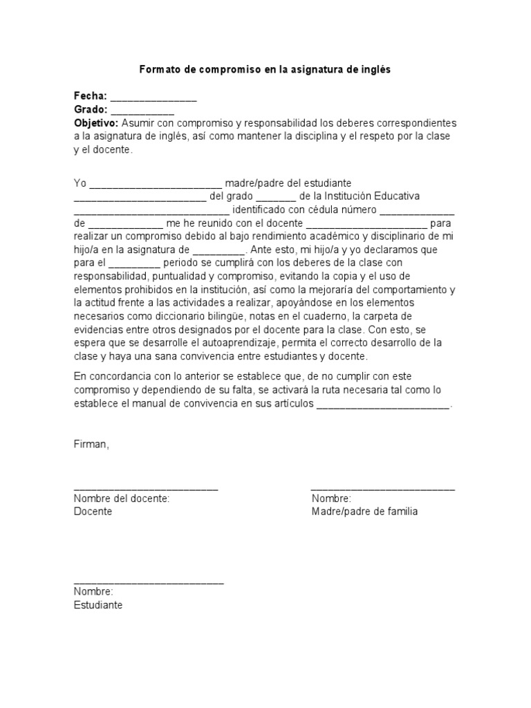 Formato de compromiso | PDF