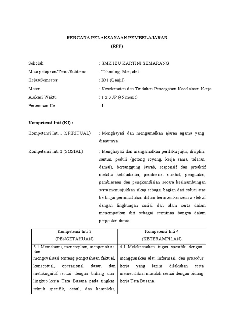 RPP Dan Materi K3 | PDF