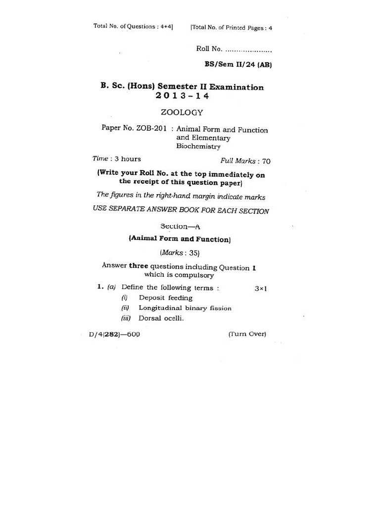 B.SC Zoology Sem Ii | PDF