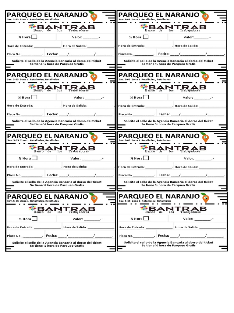Parqueo El Naranjo Ticket 2022social | PDF