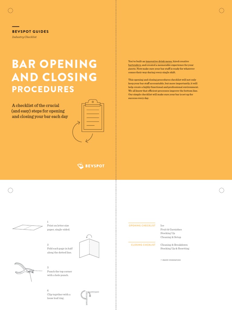 Bar and Closing Procedures | Download Free PDF | Drink | Fermented Drinks
