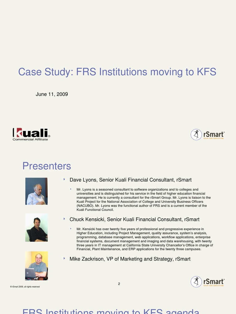Case Study: FRS Institutions Moving To KFS: June 11, 2009 | PDF ...