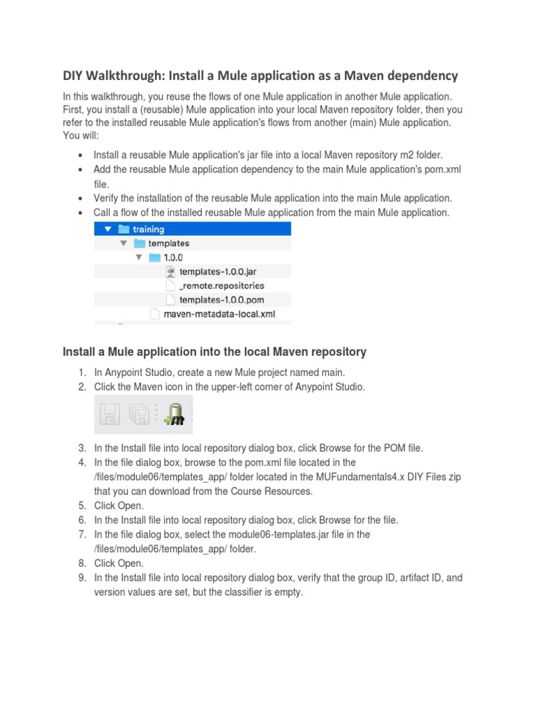 DIY Exercise 6-WT Install A Mule Application As A Maven Dependency | PDF | Computer File ...