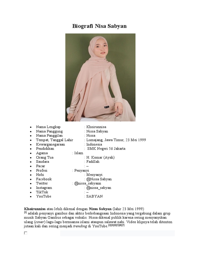 Biografi Nisa Sabyan | PDF