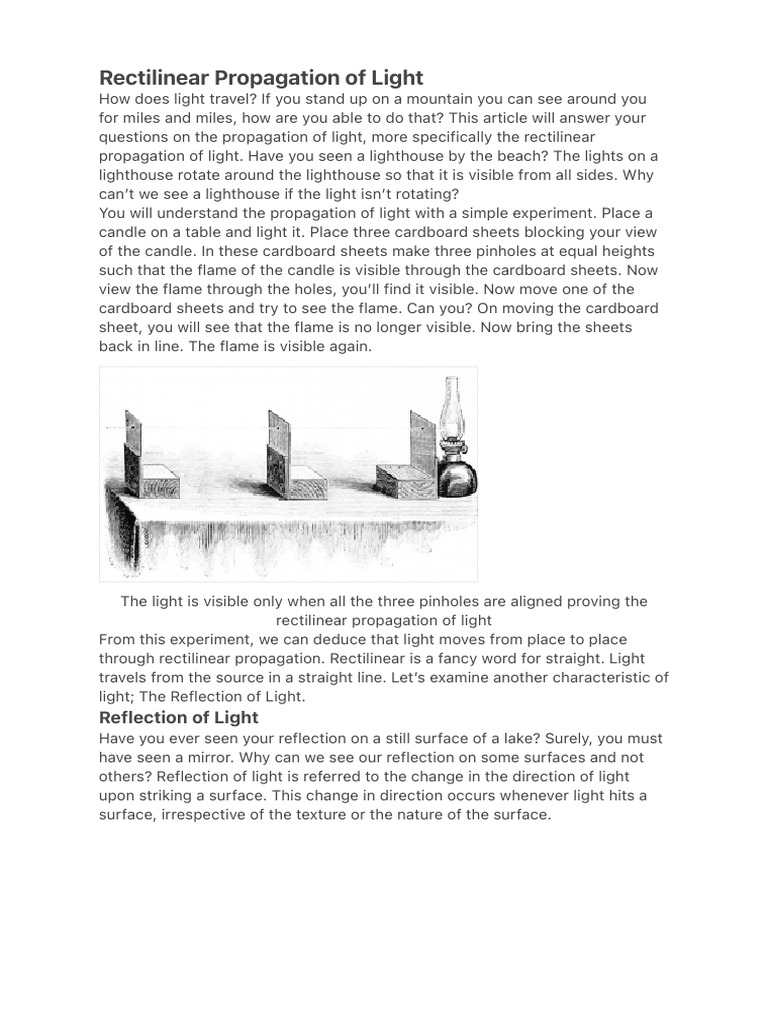 Rectilinear Propagation of Light | PDF