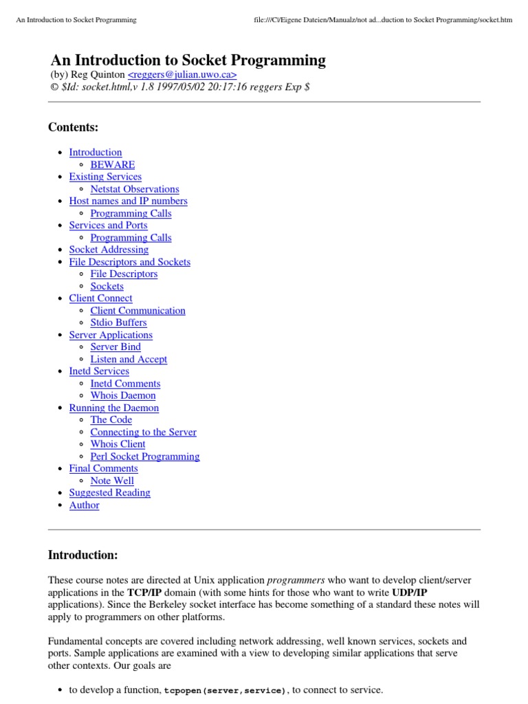 C++-Network - Introduction To TCP-IP Socket Programming en | PDF