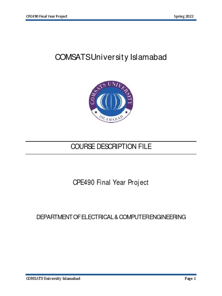 Mapping Course Learning Outcomes to Program Learning Outcomes for the CPE490 Final Year Project ...