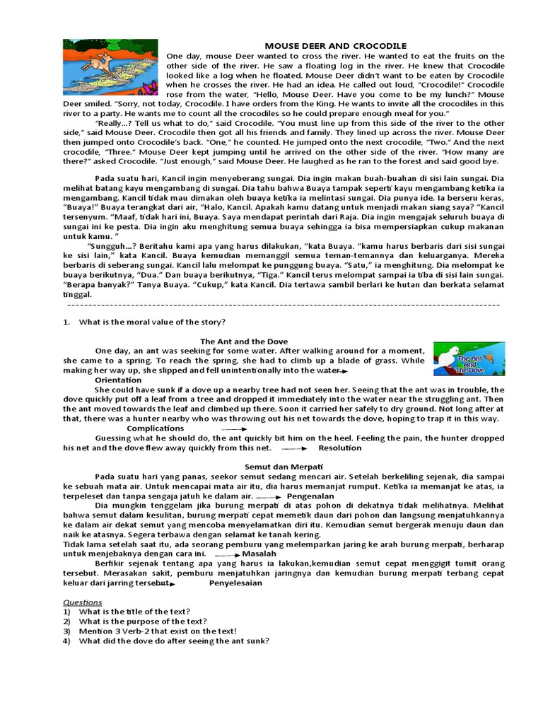 Mouse Deer and Crocodile: Questions | PDF
