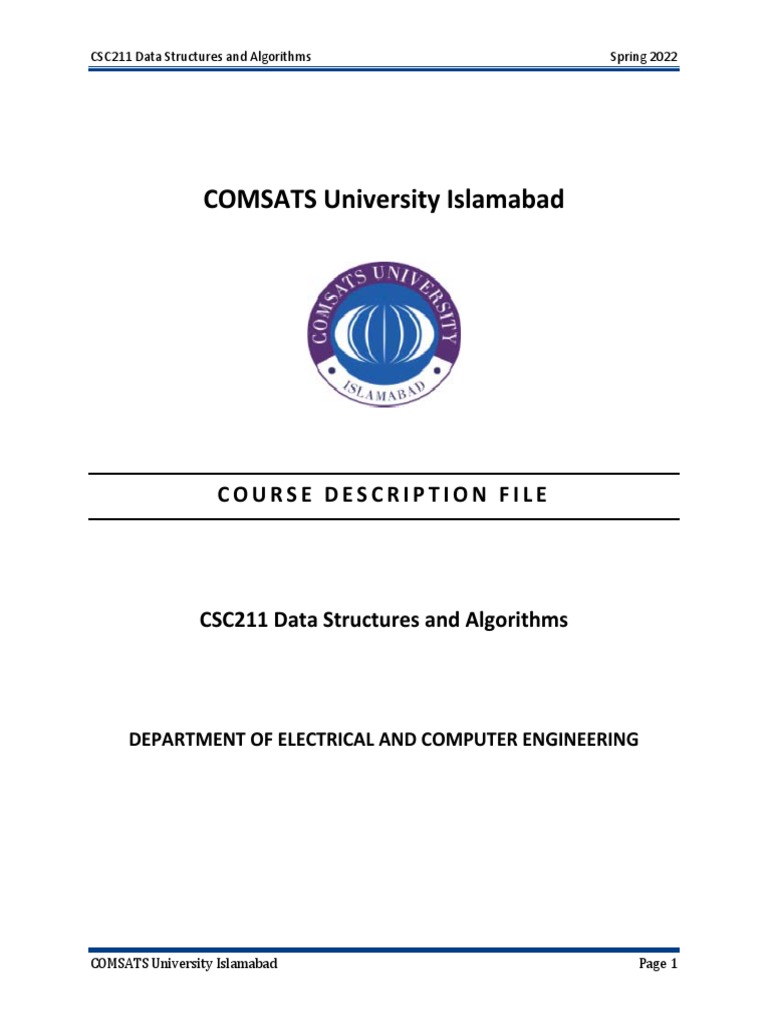 CSC211 Data Structures and Algorithms | PDF | Algorithms | Data Structure CSC211 Data Structures and Algorithms | PDF | Algorithms | Data Structure