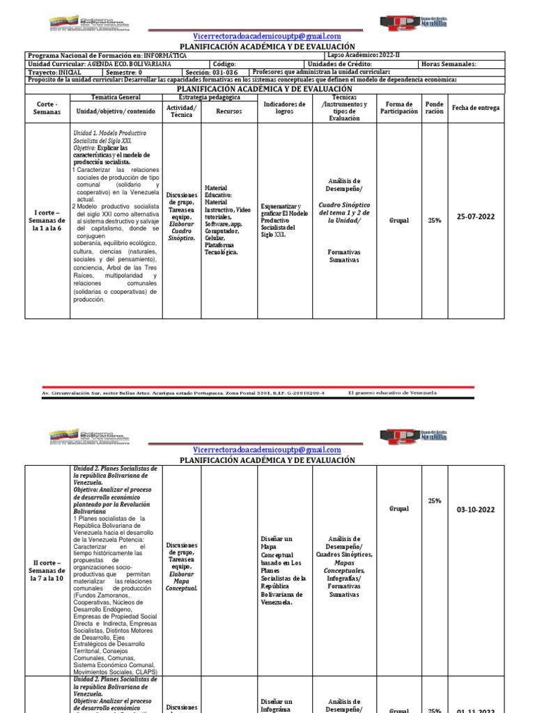 Plan de Eval Aeb | Descargar gratis PDF | Venezuela | Socialismo