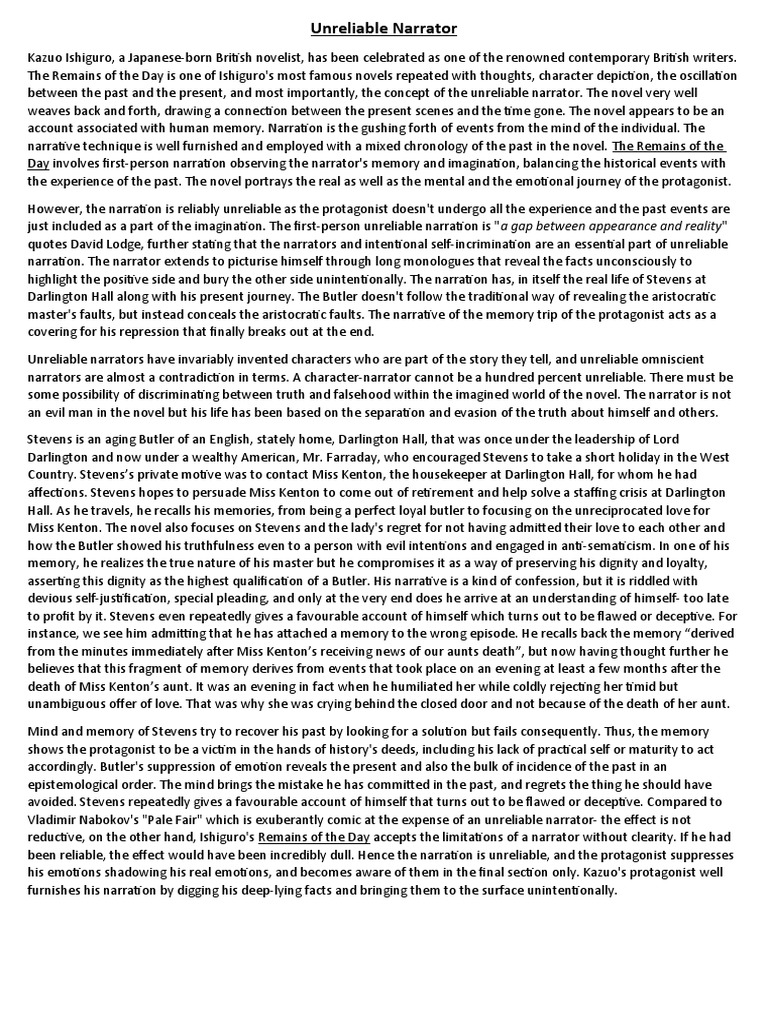 Unreliable Narrator | PDF | Narration