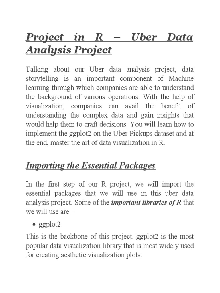 Project in R - Uber Data Analysis Project: Importing The Essential ...