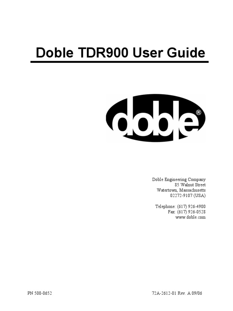 Doble tdr900 User Guide | Download Free PDF | High Voltage | Electric Arc