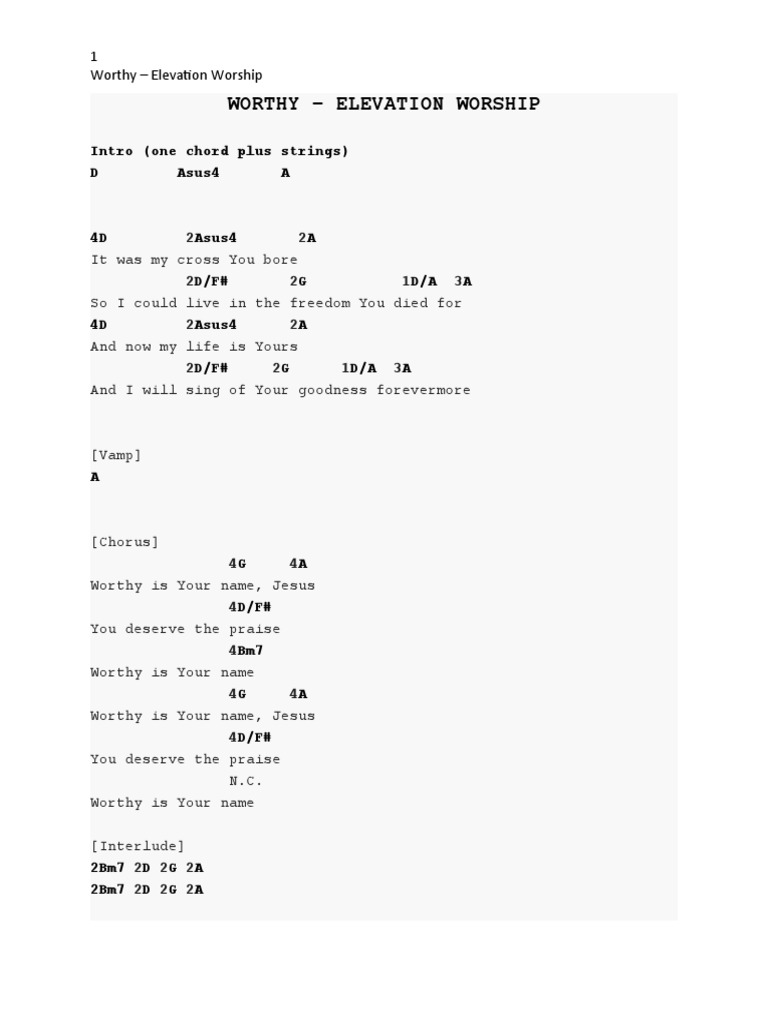 Worthy - Elevation Worship | PDF | Musical Forms