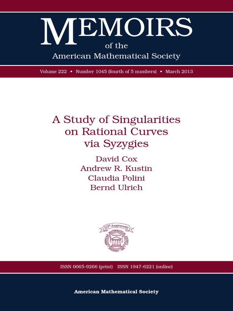 Singularities On Rational Curves Via Syzygies - Cox | PDF | Ring ...