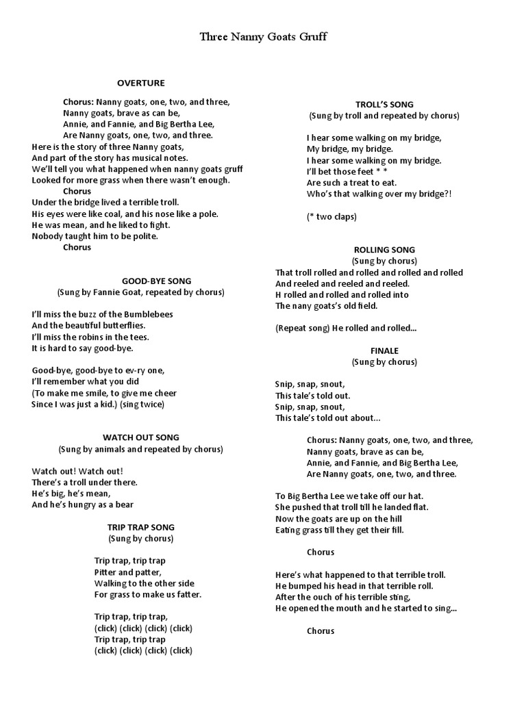 Three Nanny Goats Gruff Lyrics | PDF