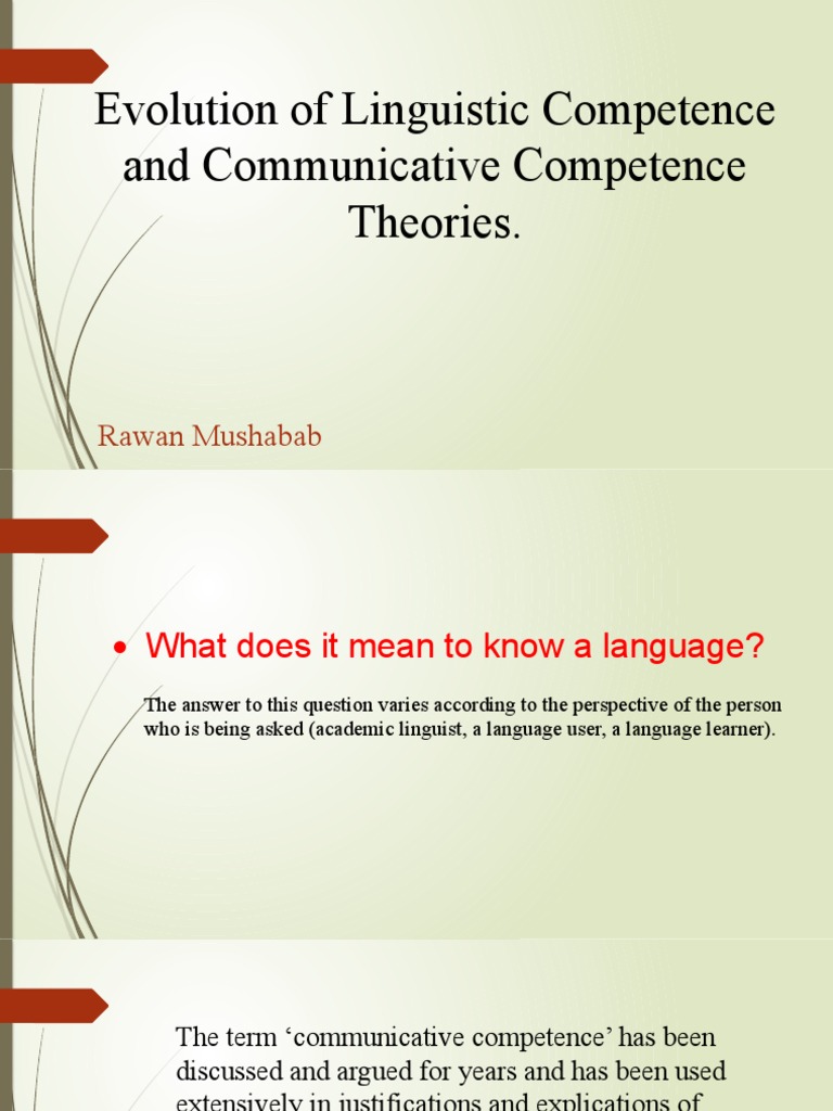 Evolution of Linguistic Competence and Communicative Competence Theories. | PDF | Linguistics ...
