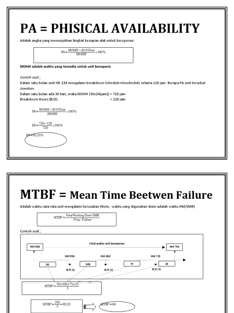 Pa, MTBF, MTTR | PDF