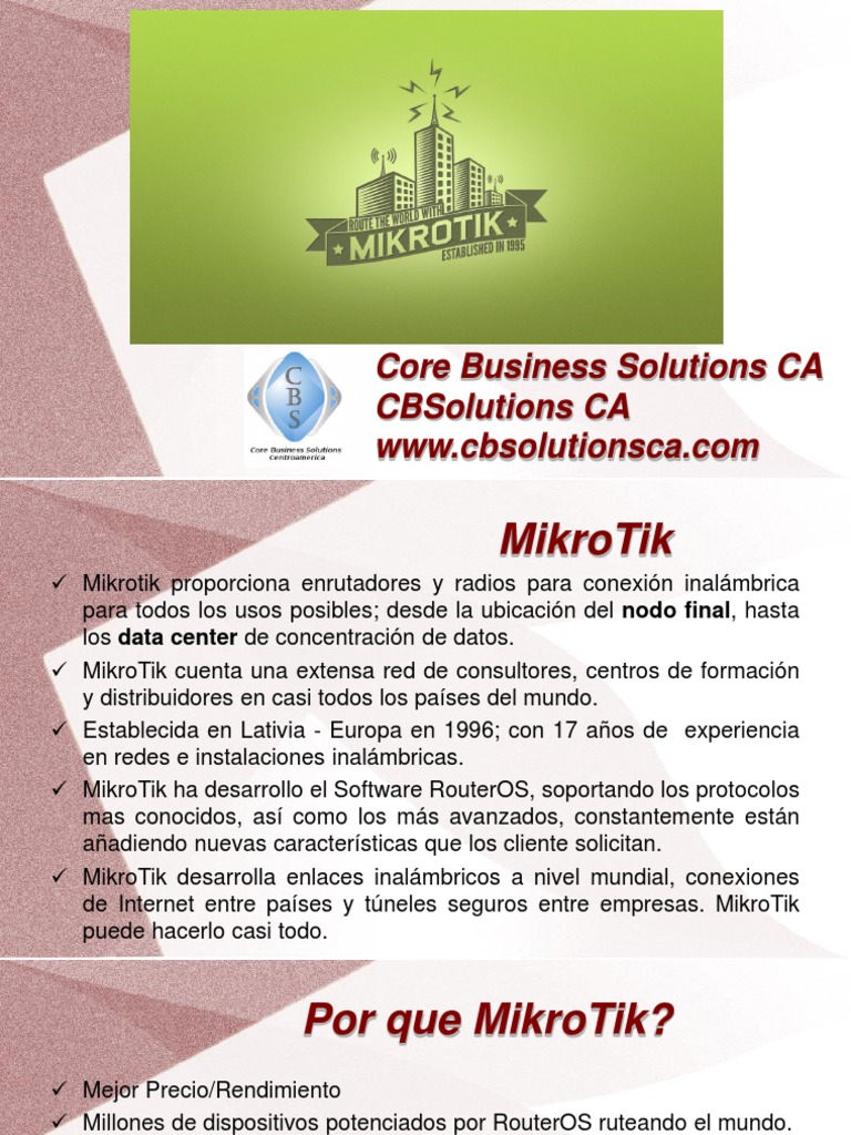 Mikrotik Presentacion Soluciones-Tecnica | PDF | Modelo osi | Red de ...