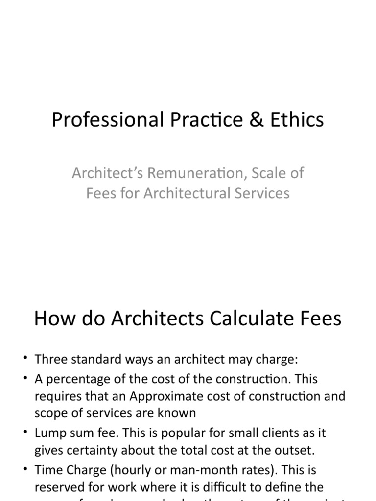 Professional Practice & Ethics: Architect's Remuneration, Scale of Fees ...