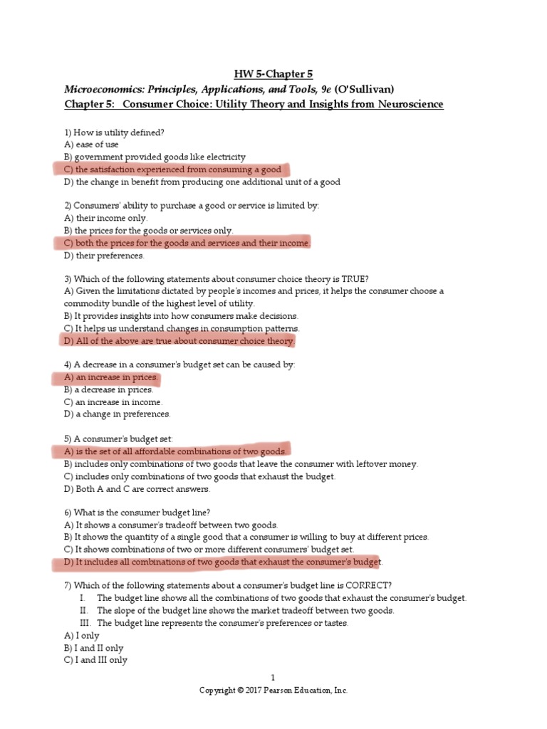 HW Chapter 5 | PDF | Utility | Demand