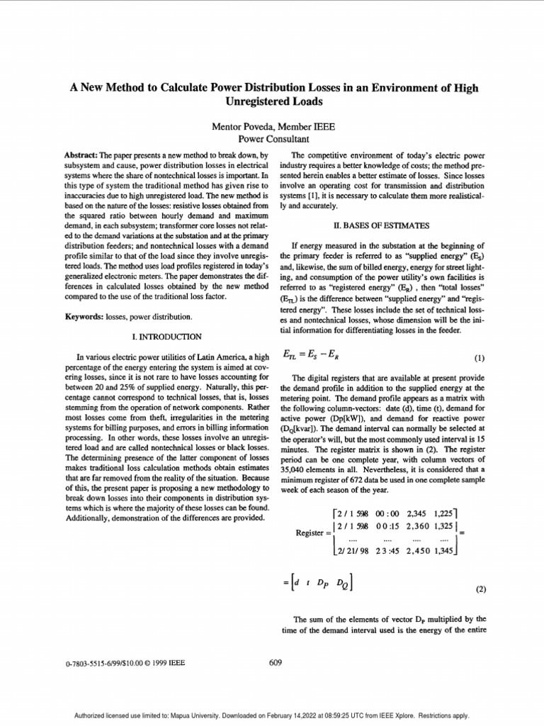 A New Method To Calculate Power Distribution Losses in An Environment ...